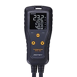 DIGITEN Temperature Controller Heat Mat Thermostat Outlet DTC151 Digital Temperature Controller 110V 15A Reptile Thermostat Greenhouse Thermostat Aquarium Temperature Controller Heating Cooling Mode