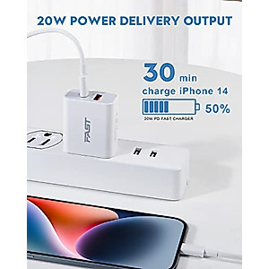 20W USB C Fast Charger, JUNVANG Dual Port PD Power Delivery + Quick Charger Wall Charger Block Plug for iPhone 14/14 Plus/14 Pro Max/13/12 Pro Max/Mini/11/XS/XR/X, iPad, AirPods, Samsung, LG (Pack-3)