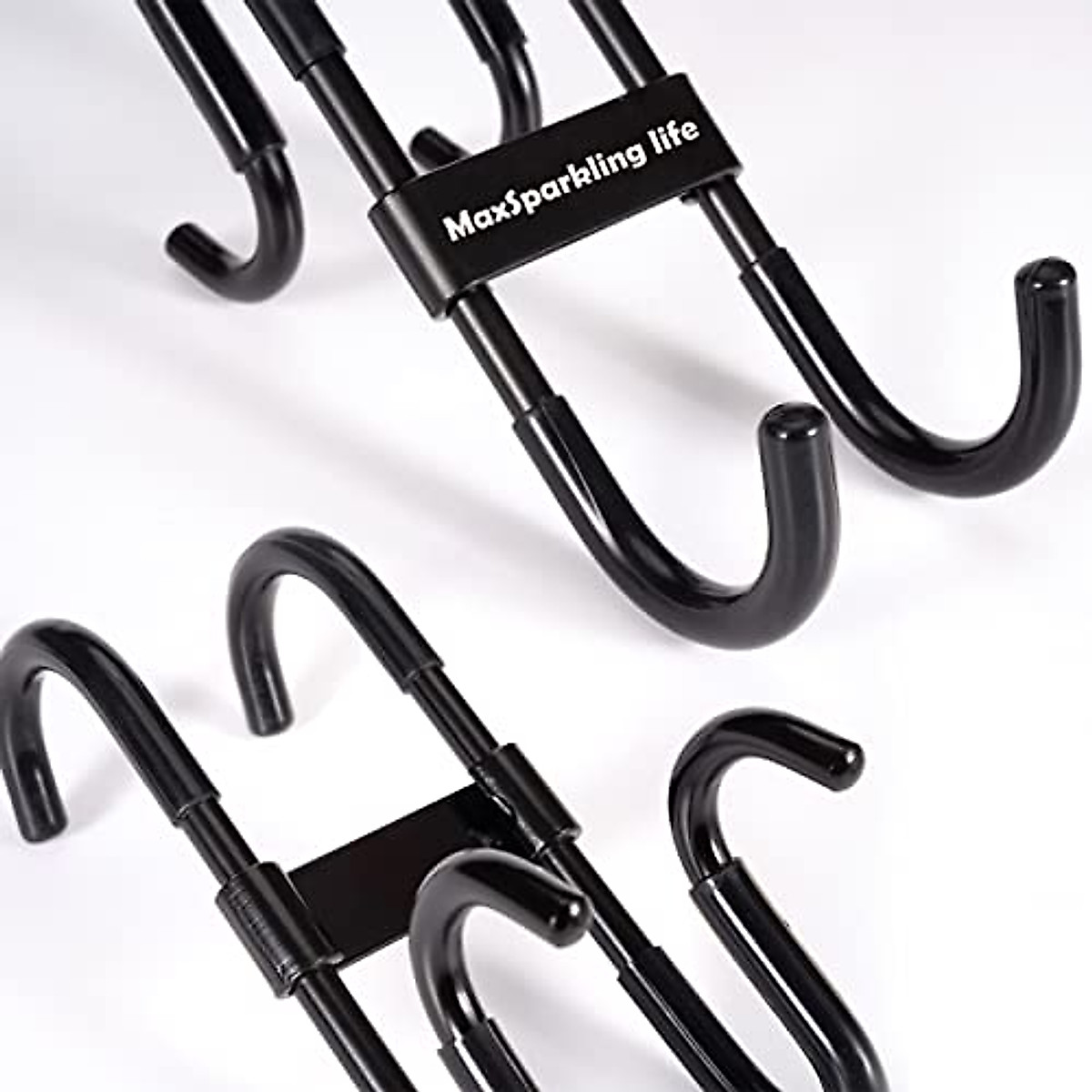 MaxSparkling life 2 Pack Shower Glass Door Hooks, Stainless Steel Double Hook Design, with Silicone Cover to Prevent Scratch, Black Hooks for Bathroom Glass Door Shower Door Hanging Towels, Bathrobes