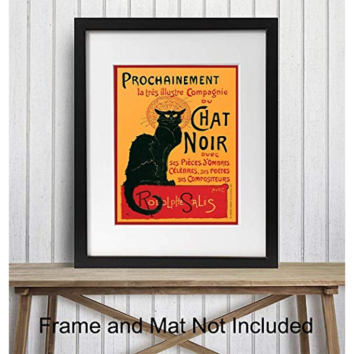 Le Chat Noir - The Black Cat - 8x10 Vintage French Poster Print - Steinlen Cats - Cat Wall Art - Cat Room Decor - Cat Lover Gifts for Women - Living Room Decor