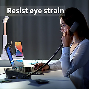 FSJITF LED Desk Lamps USB Charging Port,Table Lamps for Home Office,for iPhone/Android Study Reading Table Lights for Dormitory(Adapter not Included) (White)