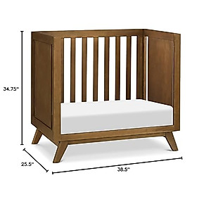 DaVinci Otto 3-in-1 Convertible Mini Crib with 4" Mattress in Walnut, Greenguard Gold Certified