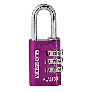 Solid Aluminum Password Lock with Excellent Quality, Combination Padlock, Keyless Hardened Shackle Lock with Resettable 3 Digit for Outdoor, Backpacks, Baggage, Suitcases (Purple)