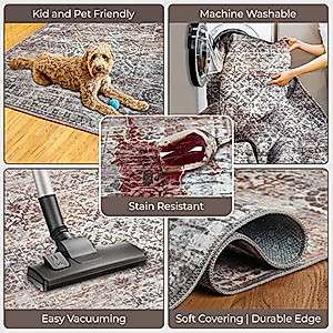 BNM Indoor Runner Rug, Non-Slip Backing for Kids or Pets, Entryway, Living Room, Kitchen, Dorm, Bedroom, Hallway, Machine Washable Rugs, Floor Cover, Diamond Lattice Home Decor, 2' 7" x 8', Cream