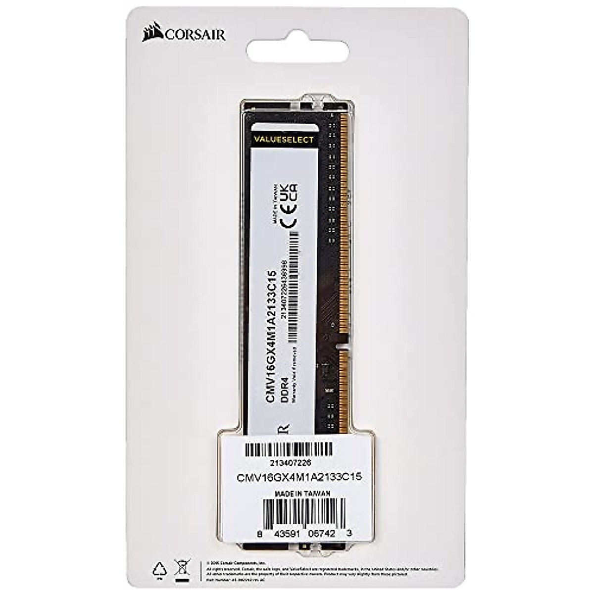 Corsair CMV16GX4M1A2133C15 Value Select Series 16GB (1x16GB) DDR4 2133MHz (PC4-17000) CL15 DIMM