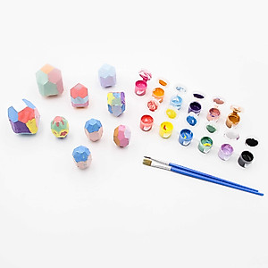 MERRYHEART 16PCS DIY Wooden Balancing Stones, Wooden Building Blocks with Pigment Stacking Game, Rock Blocks Educational Puzzle Toy