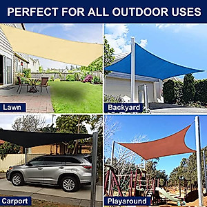 PureFit Rectangle Sun Shade Sails Outdoor 8 x 12 ft - Sun Protection Sunshades UV Block Shade Canopy, Patio Shades for Backyard, Deck and Lawn, Brown