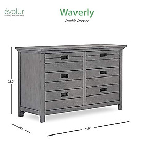 Evolur Waverly Double Dresser, Rustic Grey , 54x20.25x33 Inch (Pack of 1)