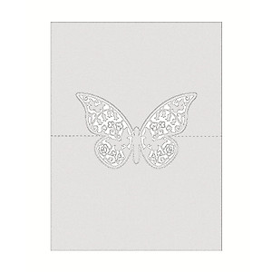 50 Pcs Place Cards for Table Setting with Butterfly White Folded Blank Table Seat Card Name Signs Card for Reception Baby Shower Weddings Party Dinner