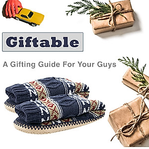 Cozylook Mens Slipper Socks Fleece Lined Non-slip Soles, Winter Soft Thick Cozy Home Boots, Warm Fuzzy House Shoes Indoor, Adult Size 8-9