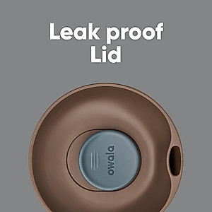 Owala SmoothSip Slider Insulated Stainless Steel Coffee Tumbler, Reusable Iced Coffee Cup, Hot Coffee Travel Mug, BPA Free 20 oz, Grey/Brown (Cozy Cocoa)