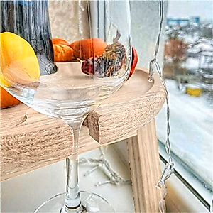 Wooden Outdoor Folding Picnic Table,Portable Creative 2 in 1 Wine Glass Rack Compartmental Dish for Cheese and Fruit,Collapsible Table for Lawn,Beach,Outdoors,Garden,Travel Nature-13.8"