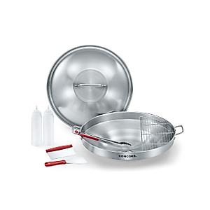 CONCORD Stainless Steel 8 Piece 22" Comal Cookware Set. Comales Discada Set