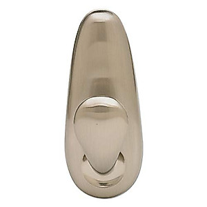 Command FC13BNES Adhesive Mount Metal Hook, Large, Brushed Nickel Finish, 1 Hook & 2 Strips/Pack