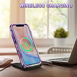 Lamcase for iPhone 12 and iPhone 12 Pro Case 6.1 Inch, Heavy Duty Hard PC Soft Rubber [Stylish Glossy Marble] Full Body Three Layer Shockproof Drop Protection Cover, Purple Marble