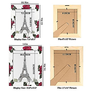 POFATO Red Rose Art Pattern 8x10 Picture Frame Wood Photo Frame for Tabletop Display Wall Mount Picture Frame Display 8 x 10 Inch Photo Wall Decor Home Gift Frames