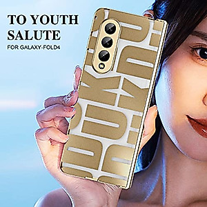 Compatible with Galaxy Z Fold 4 Case with Built-in Screen Protector | Hinge Protection | Full Body Ultra-Thin Anti-Scratches Shockproof Protective Phone Cover for Samsung Galaxy Z Fold4, Gold