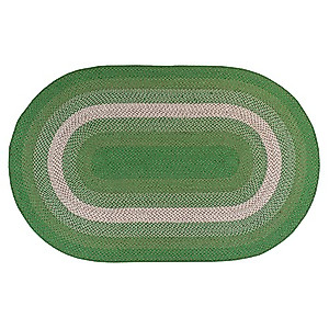 Super Area Rugs Bradford Handmade Braided Rug for Kitchen/Dining Room, Green & Beige 2' x 3' Oval