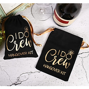 Cytdkve Gold Foil Bachelorette Party Favor Bag Hangover Kit Bag, Wedding Bridal Party Favor Bags for Bridesmaid Gifts Engagement Gifts (10 Pieces, Black, 5 x 7 Inch)