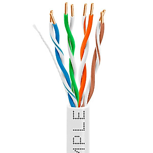 Cmple - Cat5e Ethernet Cable 1000ft Gigabit Network Cat 5e Bulk Unshielded Twisted Pair (UTP), Solid 24AWG CMR 350 MHz White