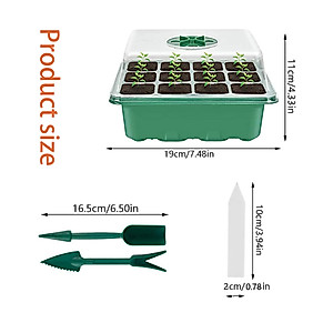 MYLTW 5 Pack Seed Starter Tray Seedling Tray Kits,Adjustable Humidity Plant Starter Dome and Base Greenhouse Grow Trays for Seeds Growing Starting(12 Cells Per Tray