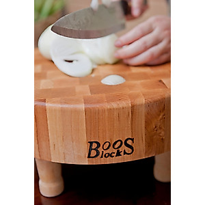 John Boos Block MCR1 Round Maple Wood End Grain Chopping Block with Feet, 12 Inches Round x 3 Inches