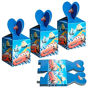 Laputy 18Pcs Race Car Party Favor Goodie Boxes Lighting McQueen Car Candy Treat Boxes Party Supplies Snack Cookie Container Happy Birthday Rewards Bag Baby Shower Themed Party Favors for Boys