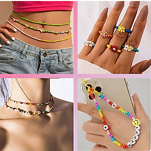 54000pcs Glass Seed Beads for Jewelry Making Kit, 120 Colors 2mm Small Beads with Letter Evil Eye Beads Jump Rings & Charms Pendants for Bracelets Making, DIY, Art and Craft