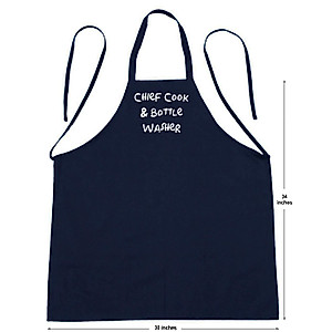 Chief Cook And Bottle Washer Funny Black Aprons, Novelty Cooking Aprons