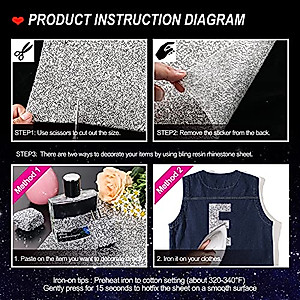 Locacrystal Bling Rhinestone Sticker DIY Home Decor Stickers Self-Adhesive Crystal Sheet Stickers for Cars & Crafts Decoration(Silver,9.4" x 15.8")
