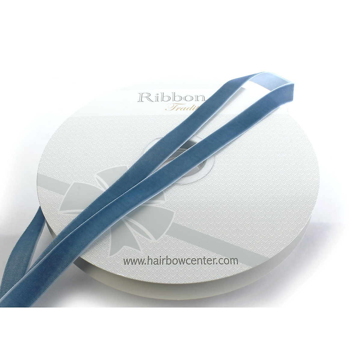 5/8" Velvet Ribbon Antique Blue 25 Yard HairBow Center