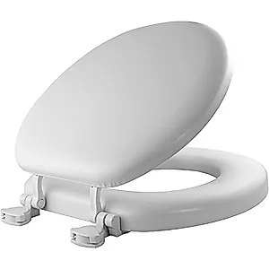 Mayfair 815EC 000 Removable Soft Will Never Loosen Toilet Seat, 1 Pack Round - Premium Hinge, White