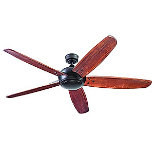 Prominence Home Guyanna, 62 Inch Modern Farmhouse LED Ceiling Fan with Light, Remote Control, Dual Mounting Options, Hand Carved Wood Blades, Reversible Motor - 51633-01 (Espresso)