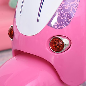 Qaba Children Ride-On Moped Tricycle with a Stylish Design & Interactive Music & Lighting Functions Pink