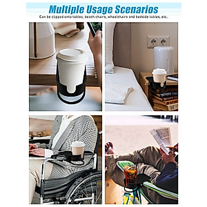 Kalolary Drinking Cup Holder Clip- Chair and Table Bottle Cup Stand The DIY Glass Clamp Storage Saucer Clip Water Coffee Mug Holder Saucer Clip Design for Home & Office, Black