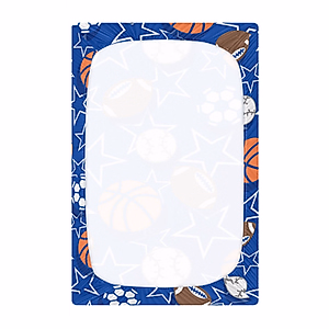 Baby Fitted Mini Crib Sheets Portable Playard Sheets Stretchy Basketball Star Blue Girls Boys Soft Modal