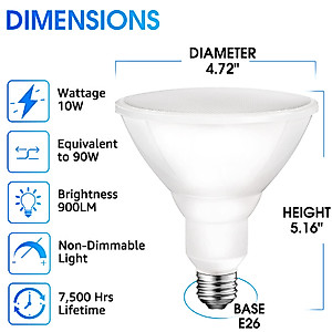 Energetic PAR38 Outdoor LED Flood Light Bulb, 5000K Daylight, 90 Watt Equivalent, Wet Rated, 900LM, E26 Base, Non-Dimmable, UL, 12 Pack