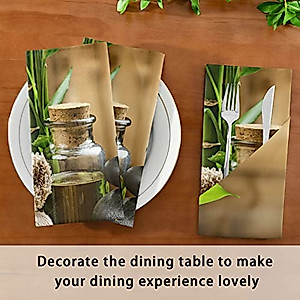 Kigai 1 Pack Zen Basalt Stones on Wood Cloth Napkins Reusable Washable Napkin Set 20x20 Inches Home Decor for Weddings,Parties,Holiday Dinner & More