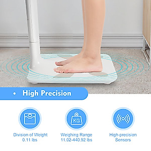 Ultrasonic Height and Body Fat Analyser 440 lbs Floor Standing Multifunction LCD Display Medical Electronic Height Body Mass Index BMI Measuring Scale for Clinic Doctors Physicians Schools