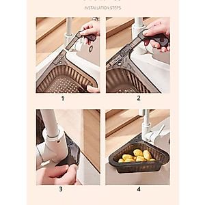 Cassalino Kitchen Sink Drain and Strainer Basket - Adjustable Drainer Rack - Multifunctional Sink Filter - Drain Basket Hangs on Faucet Fits All Sink