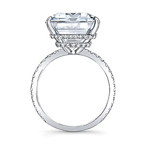 Shree Diamond 6 CT Emerald Moissanite Engagement Ring Wedding Bridal Ring Set Solitaire Accent 4-Prong-Setting 10K 14K 18K Solid Gold Sterling Silver Anniversary Promise Ring Gift for Her (4.5) (7.5)