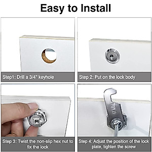 Sartatue Cabinet Cam Locks Keyed Alike, 1-1/8'' Fits on 7/8'' Max Door Thickness, Secure File Drawer Mailbox RV Storage Replacement Set, Zinc Alloy (1-1/8 Inch 2Pcs)