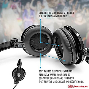 AxcessAbles On-Ear Closed-Back Studio Headphones | DJ Headphones with 6ft Cable and 1/4-inch Jack Adapter | 38mm Neodymium Driver Swiveling Cups| Guitar Practice Headphones | Recording Headphones