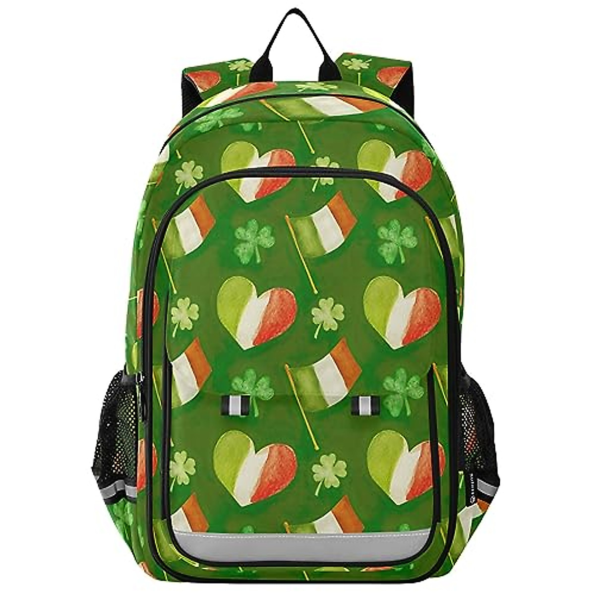 CHIFIGNO St. Patrick's Day Shamrock Ireland Flag Backpacks for Girls Boys Laptop Backpack School Backpacks College Backpacks with Reflective Stripes
