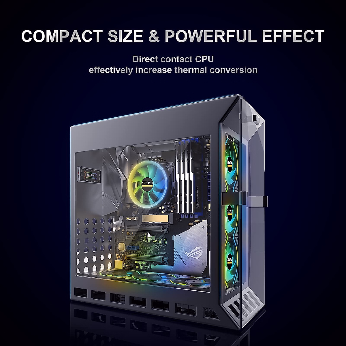 CPU Cooler, SYY 120MM RGB CPU Fan with 16.8 Million Colors 15 Addressable LED, Hydraulic Bearing, Quiet PC Cooler for Intel AMD Universal Socket