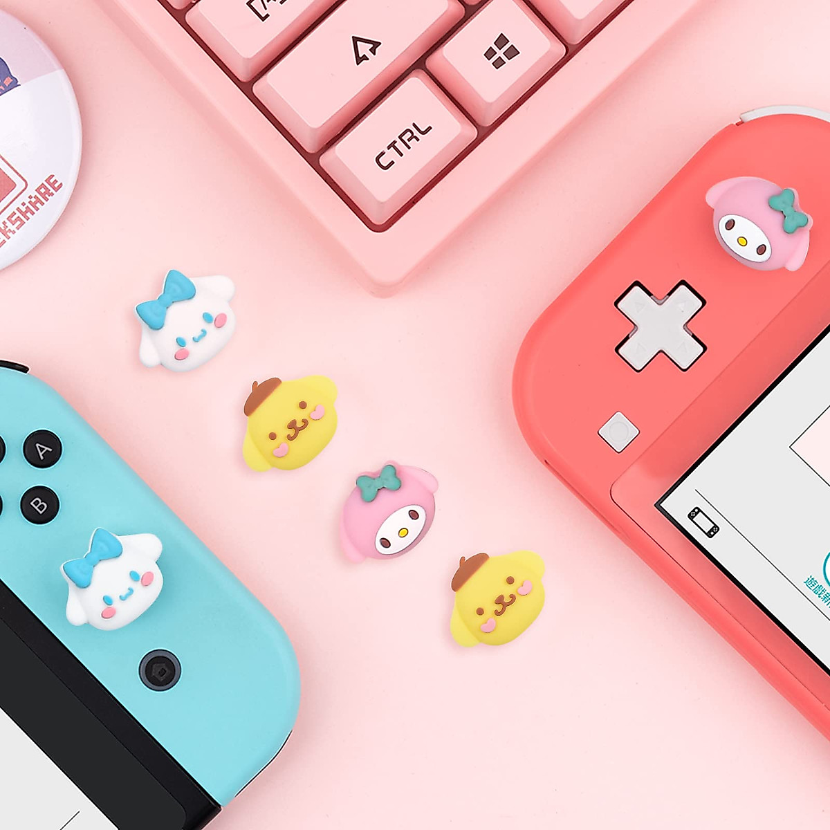 DLseego Dog & Rabbit 6PCS Thumb Grip Caps Design for Switch Lite & Switch & Switch OLED Cartoon Soft Silicone Joy Con Cover Lovely 3D Analog Joystick Button Caps - Cute Mixed Pack