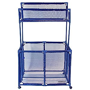 Essentially Yours Pool Noodles Holder, Toys, Floats, Balls, Equipment Mesh Rolling Double Decker Storage Organizer Bin, Large with Noodle Holder, (35.3" W x 23" L x 59.4" H), Blue Style 561935