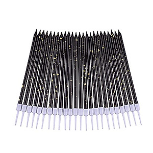 PHD CAKE 24-Count Black Gold Long Thin Birthday Candles, Cake Candles, Birthday Parties, Wedding Decorations, Party Candles