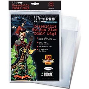 Ultra Pro Golden Size 7-3/4" X 10-1/2" Resealable Comic Bags