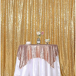 SquarePie Sequin Backdrop 10FT x 10FT Gold Photography Background Sparkly Curtain Selfie Wall for Wedding Party Decoration